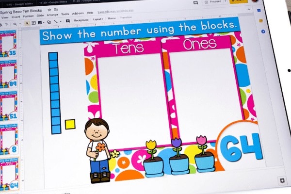 Spring Base Ten Blocks Math Activity for Numbers to 100 - I Teach Too