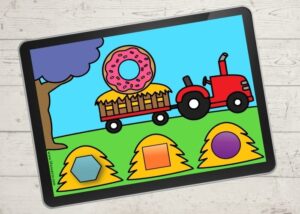 Digital Farm Theme Preschool Activity for Identifying Shapes - I Teach Too