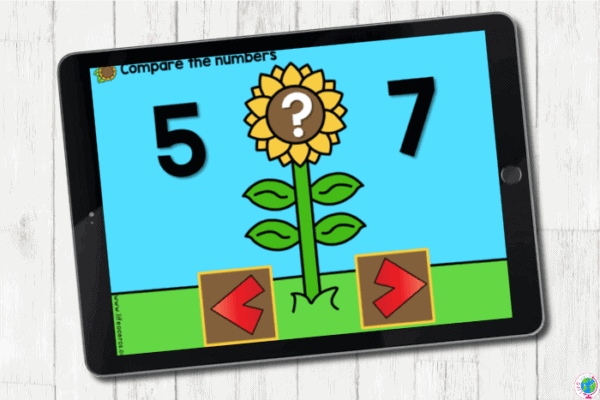 Sunflower Greater Than or Less Than Comparing Numbers Math Activity - I ...
