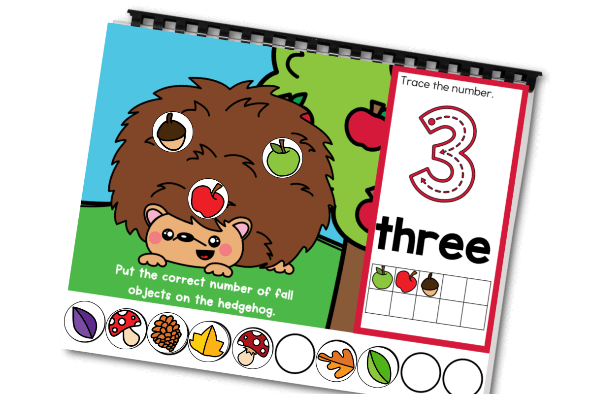 Super Cute Fall Hedgehog Counting to 10 Activity 🦔🍎🍂