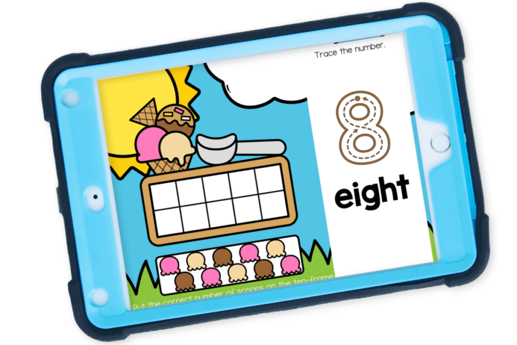 Free Summer Ice Cream Ten Frame Counting 1-10 Activity 🍦☀️