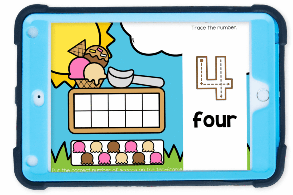Free Summer Ice Cream Ten Frame Counting 1-10 Activity 🍦☀️