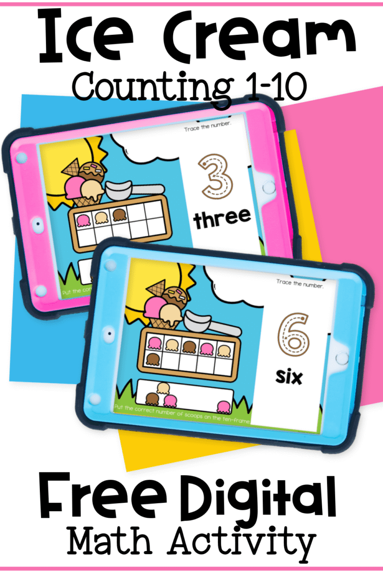 Free Summer Ice Cream Ten Frame Counting 1-10 Activity 🍦☀️